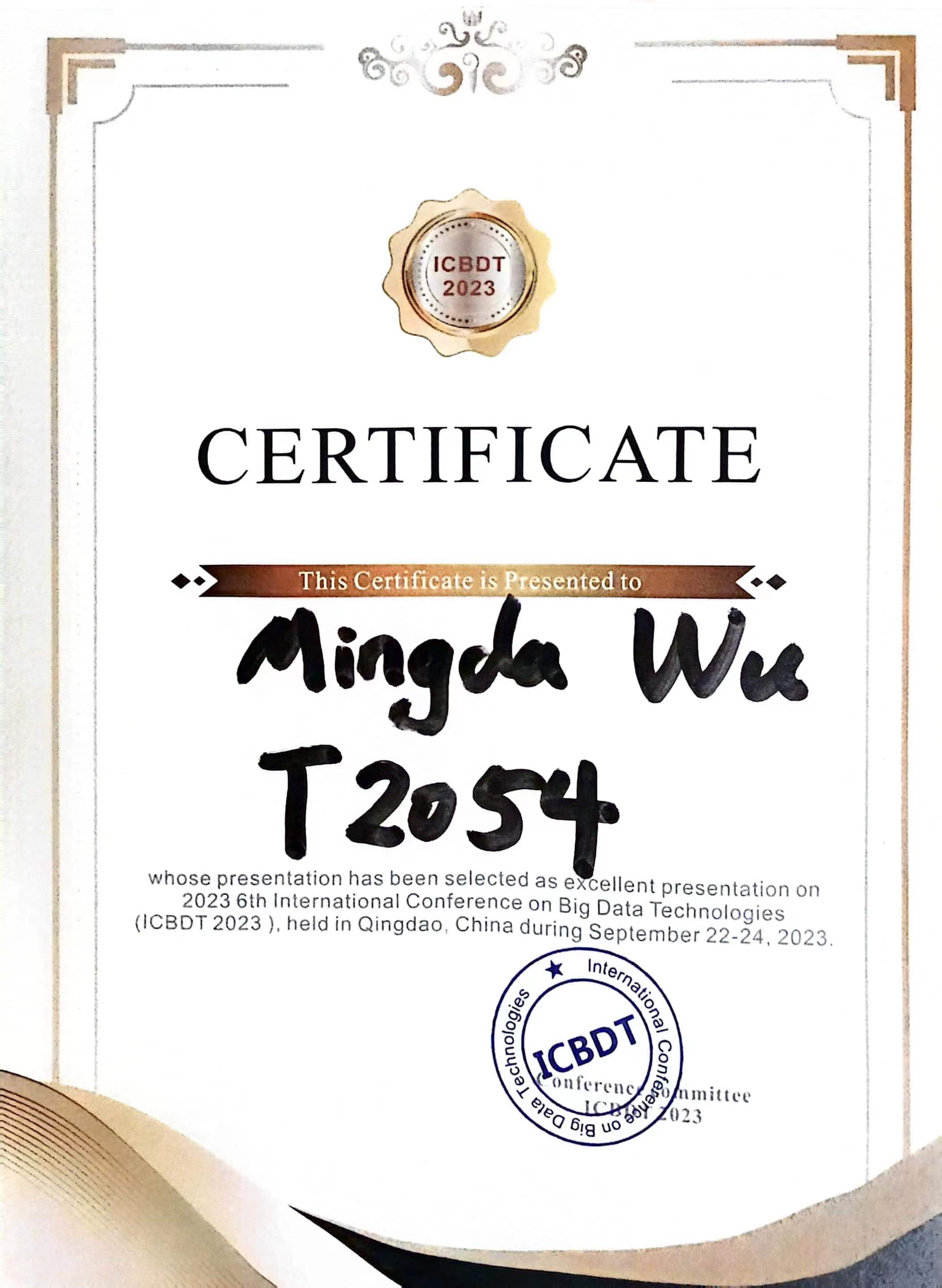 Awards and Honors - Mingda’s Personal Website